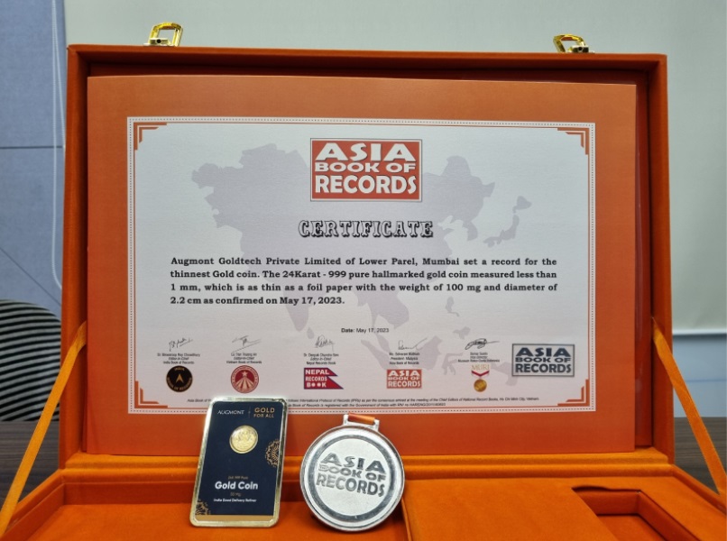 Augmont Recognised by Asia Book of Records for Creating ‘Thinnest Gold ...